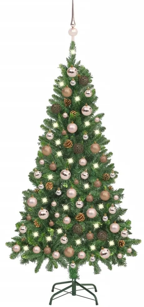 3077844 vidaXL Umělý vánoční stromek s LED sadou koulí a šiškami 150 cm
