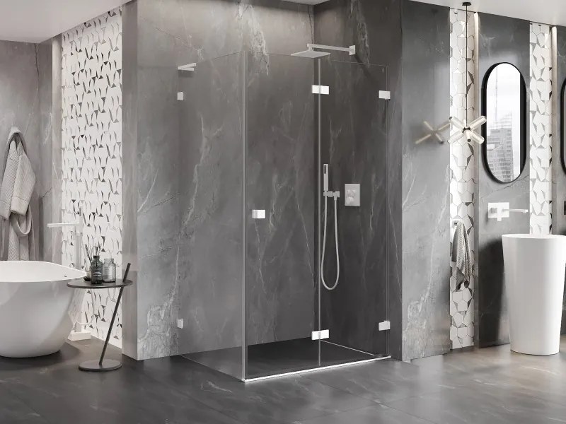 Mexen Lunar-F L, sprchový kout pravý 90 x 80 cm, 8mm čiré sklo, bílý profil, 836L-090-080-20-00-P