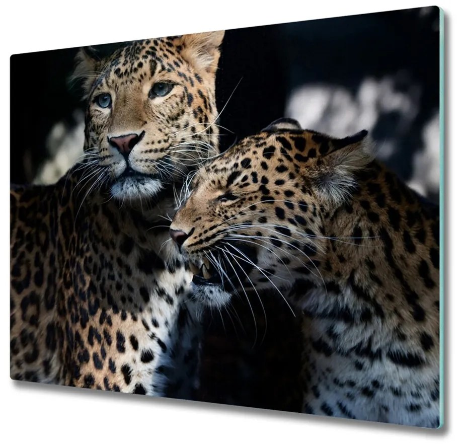 Skleněná krájecí deska Dva leopardy 60x52 cm
