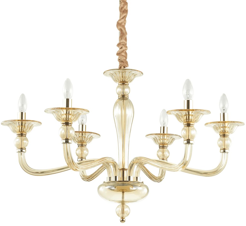 Závěsné svítidlo / Luster Ideal lux 159942 DANIELI SP6 AMBRA 6xE14 40W jantar Lustry