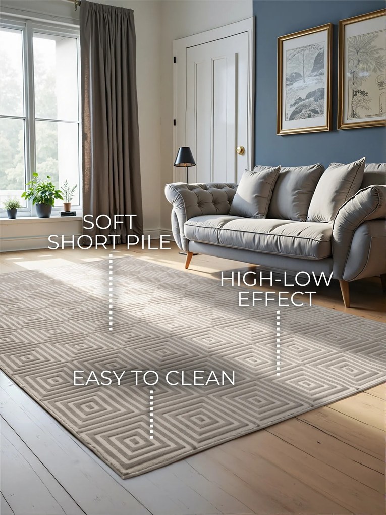 ELLE Decoration, Kusový koberec Perles 106184 White Cream z kolekce Elle, 120x170, béžová, ložnice