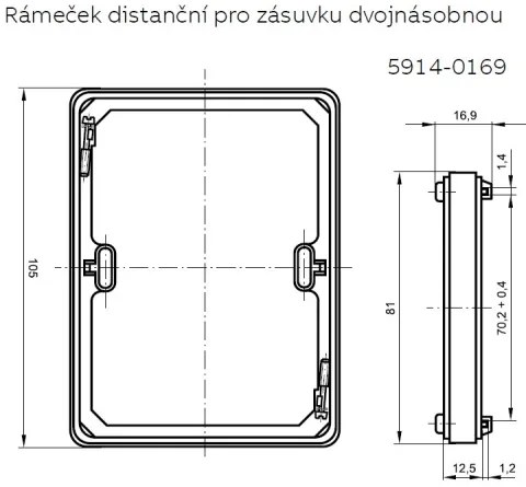 ABB rámeček distanční 5914-0169 B1 pro dvojzásuvku Classic, Swing jasně bílá