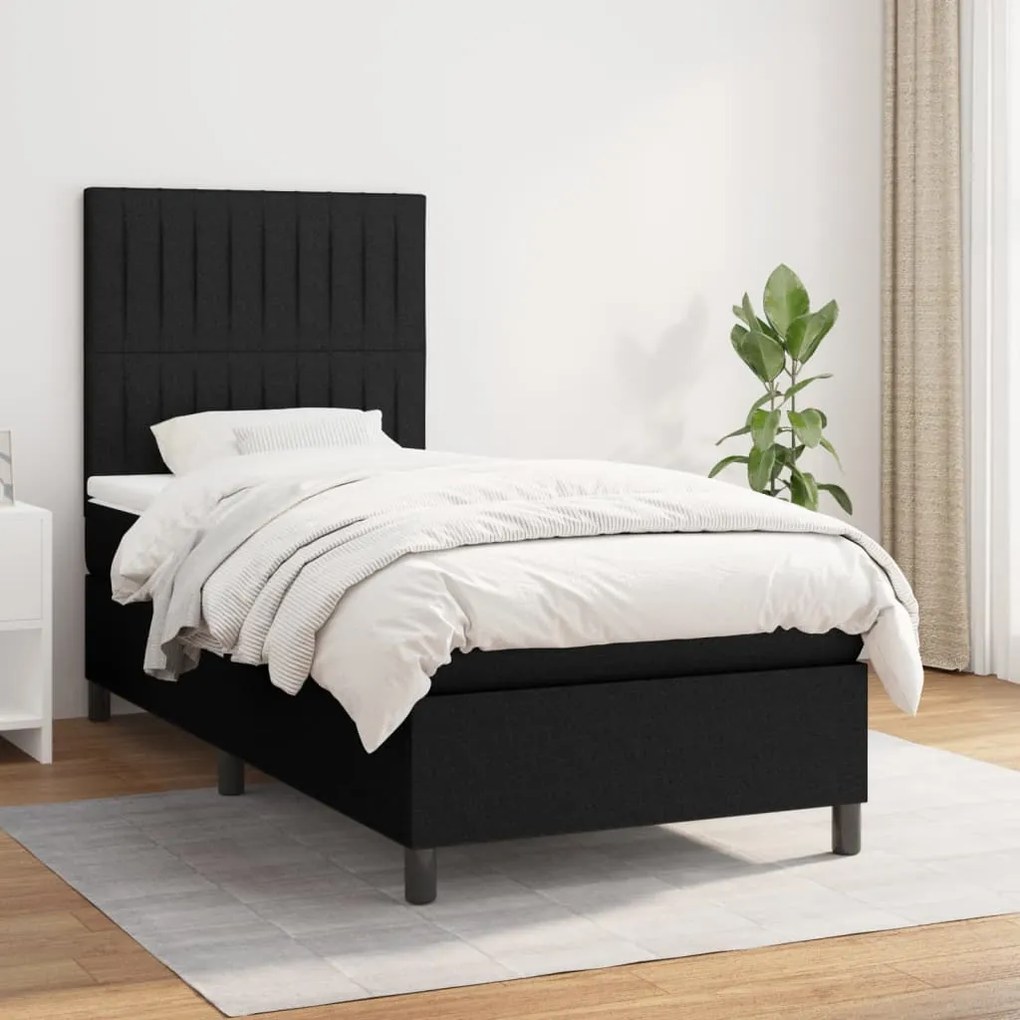 Box spring postel s matrací černá 90x190 cm textil 3141899