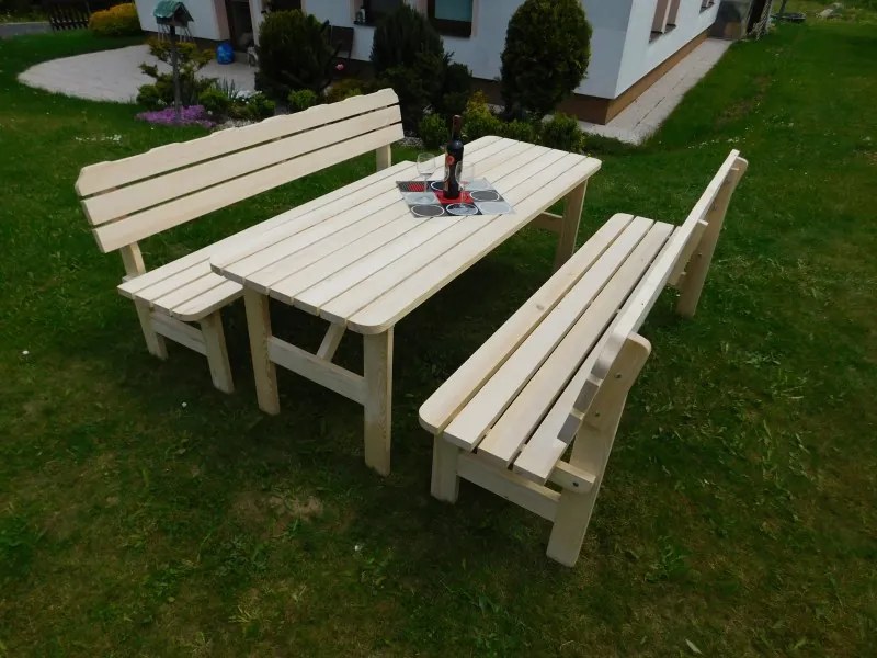 Krajča Dřevěná zahradní sestava Adriana (3 díly) 150 cm Povrchová úprava: Bez nátěru, Materiál: Borovice