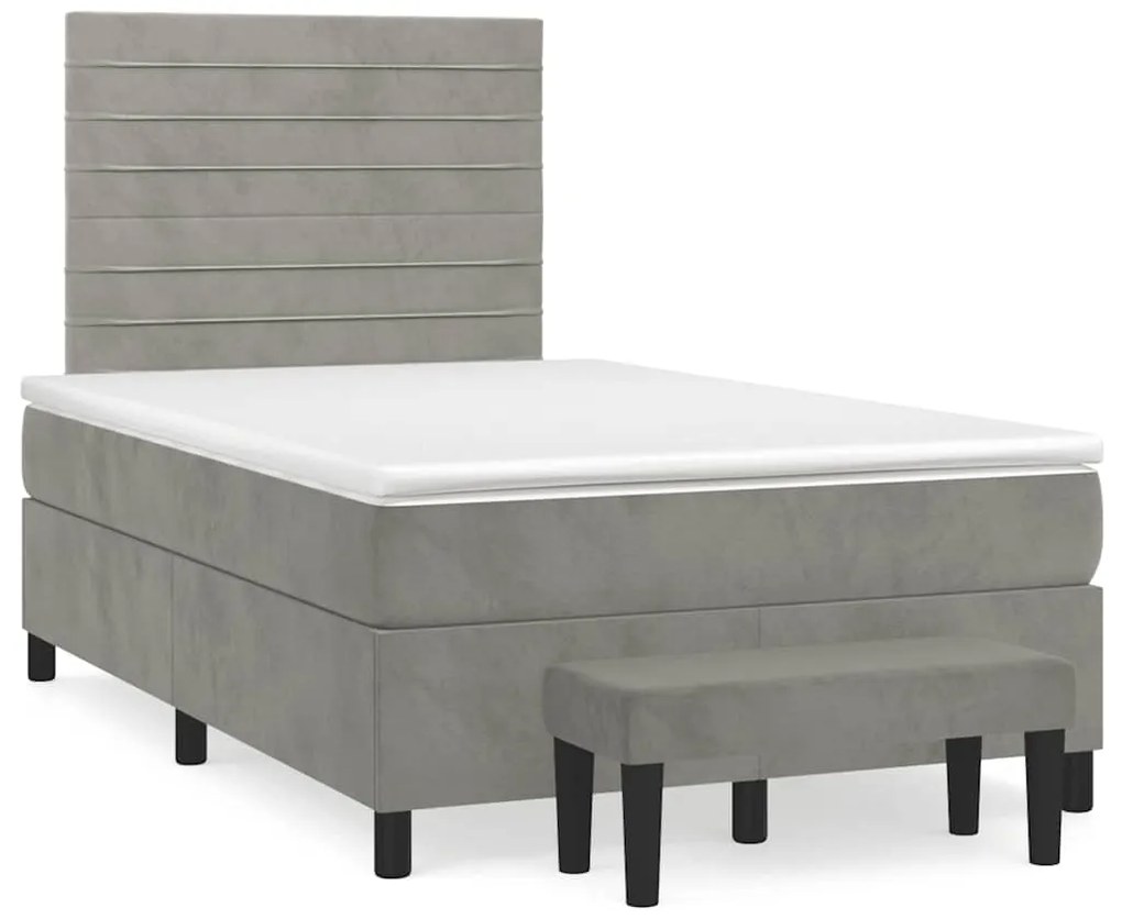 Box spring postel s matrací světle šedá 120x190 cm samet 3270475