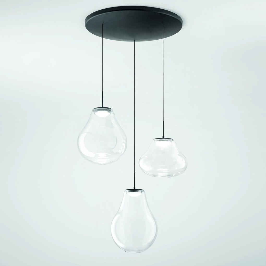 Fabas 3774-47-241 Deva, závěsné svítidlo z čirého skla, 3x14W LED  2700/3000/4000K krokové stmívání, prům. 50cm