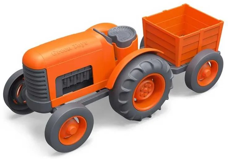 Green Toys Traktor s vlečkou oranžový