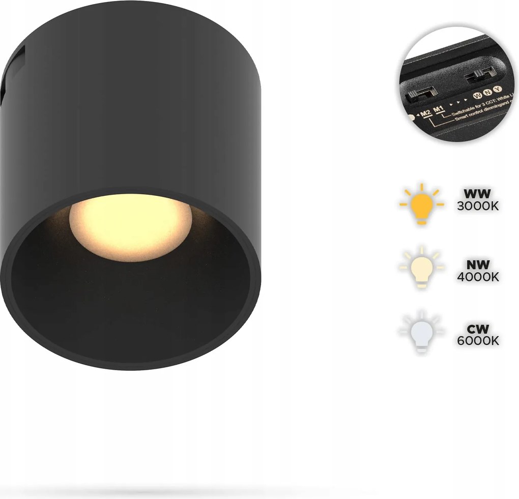 Reflektor Spot 6W D68F Slim Track FiberFLEX 24VDC 3CCT 3000K,4000K,6000K