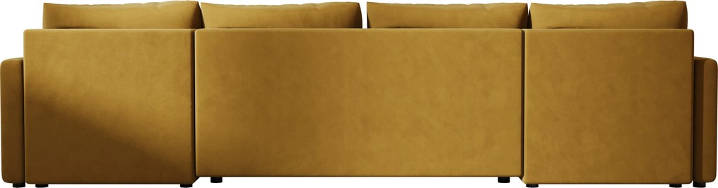 Rozkládací sedací souprava do U VENORIA 285x146 cm, hořčicová + 2 polštářky ZDARMA