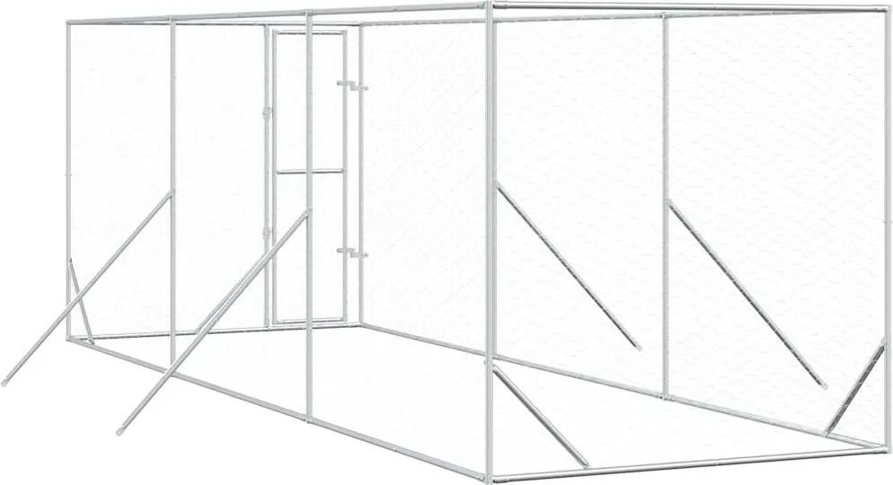 Venkovní psí kotec stříbrný 2 x 6 x 2 m pozinkovaná ocel 3190452