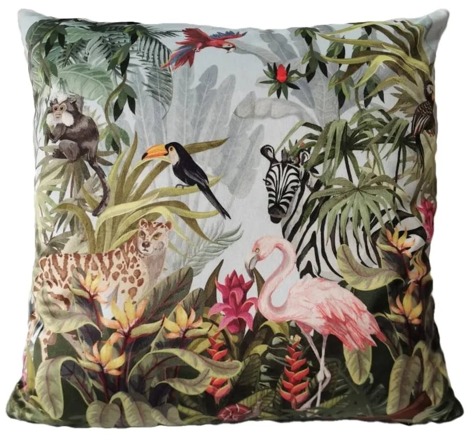 Sametový polštář s plameňákem Jungle Flamingo - 45*45*10cm