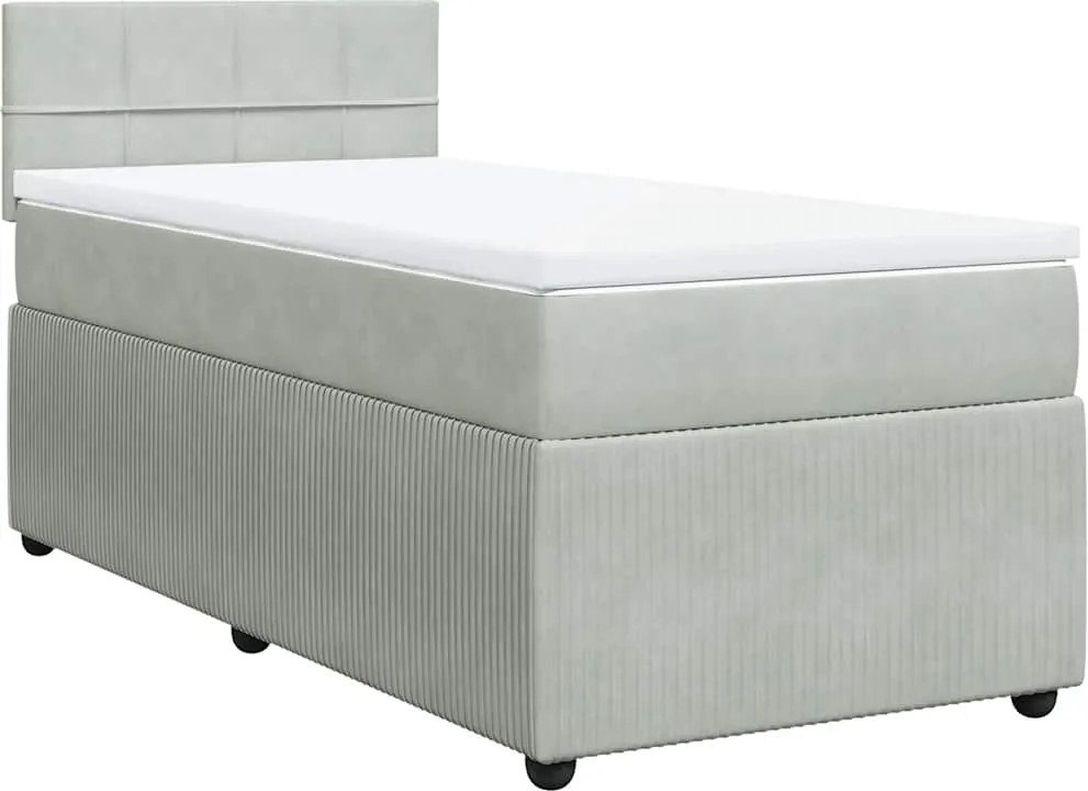 Box spring postel s matrací světle šedá 80 x 200 cm samet 3287590