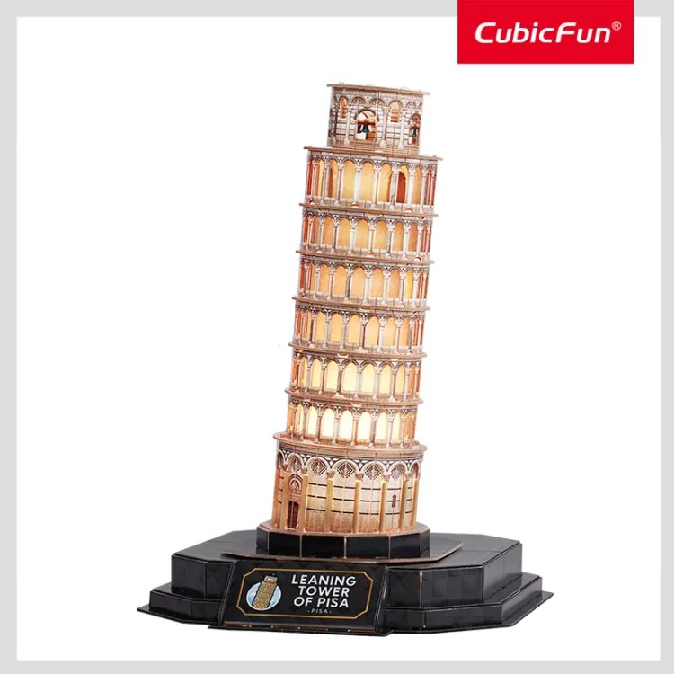 CubicFun - Puzzle 3D s LED Noční edice: Šikmá věž v Pise 42 dílků