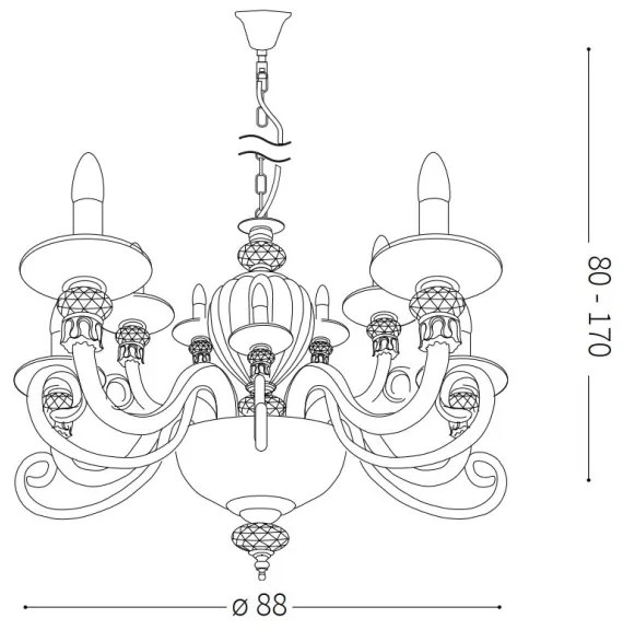 Ideal Lux - Lustr na řetězu BARONET 15xE14/40W/230V pr. 88 cm červená