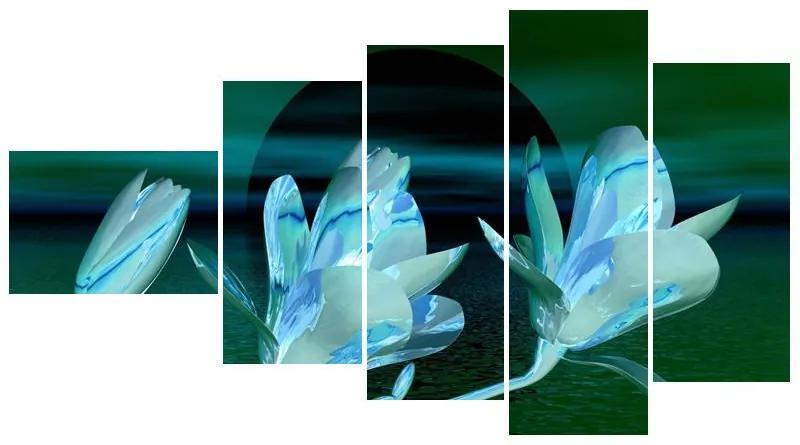 Moderní obraz květin s hladinou  (110x60 cm), 40 dalších rozměrů