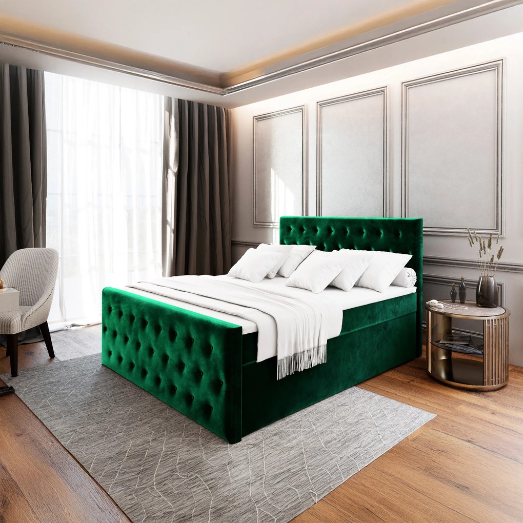 SFAB Kontinentální čalouněná postel FONT (180 x 200 cm) Barva látky: Černá (Casablanca 16)