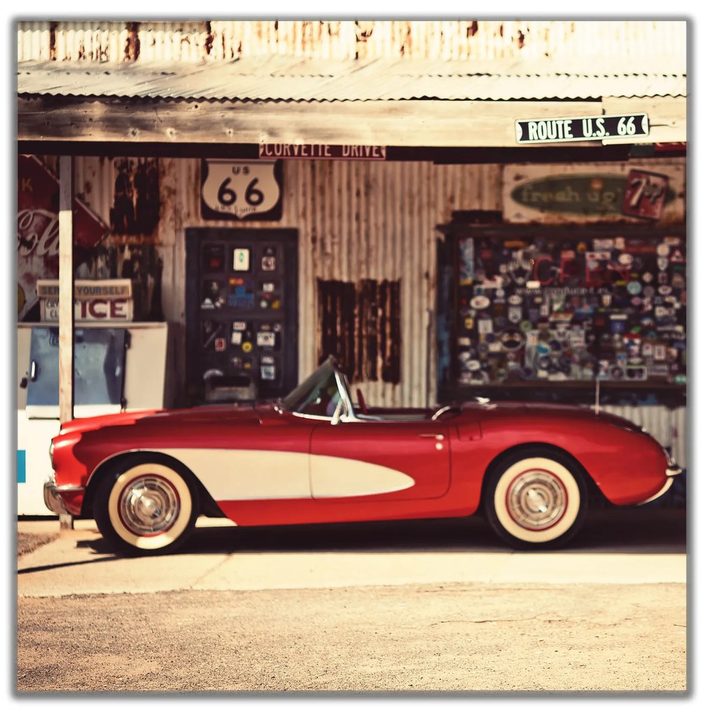 Malvis ® Obraz Americká benzinová pumpa Velikost: třídílný obdélník - 150x100 cm