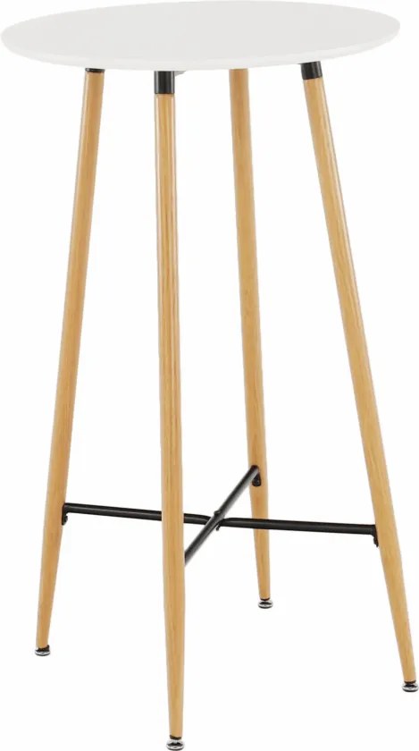 Barový stůl, bílá/dub, průměr 60 cm, IMAM