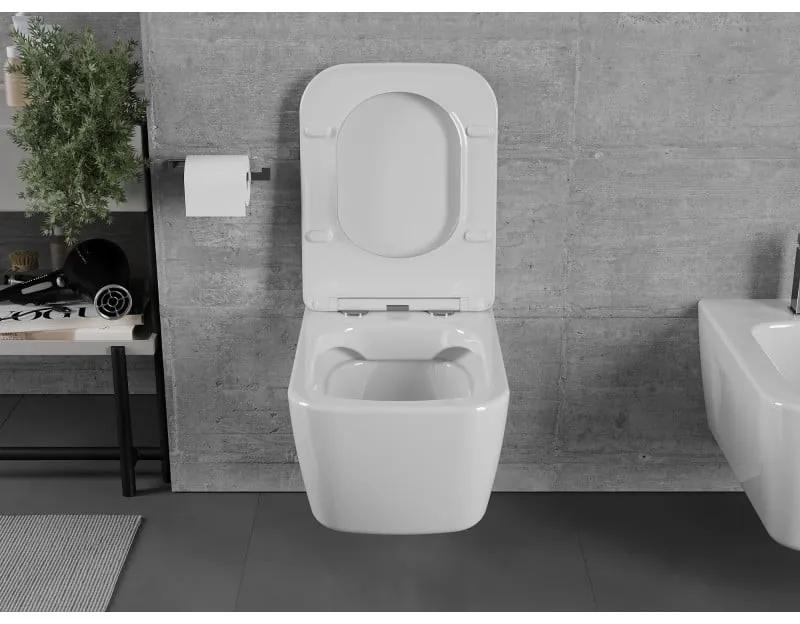 Mexen Margo WC mísa Rimless s pomalu padající deskou slim, duroplast, Bílá - 30420900