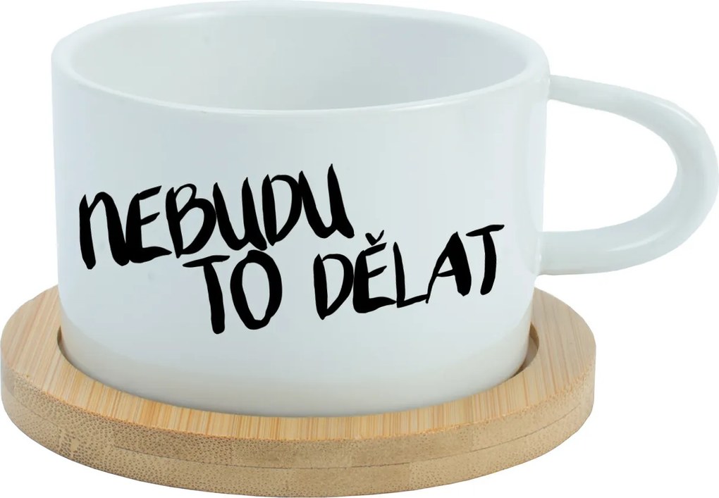 NEBUDU TO DĚLAT - bílý hrníček makronka 200 ml