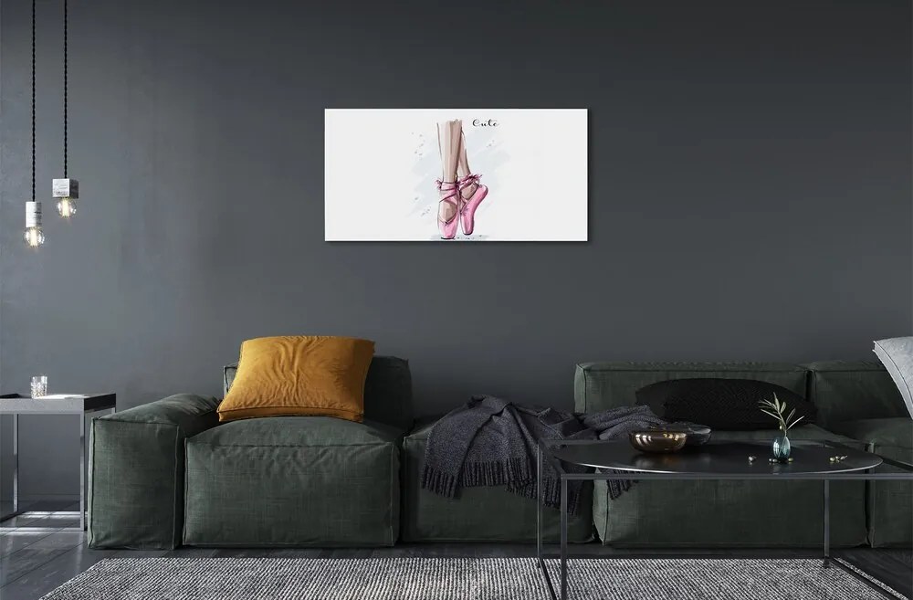 Obraz na skle růžové baletní boty 100x50 cm