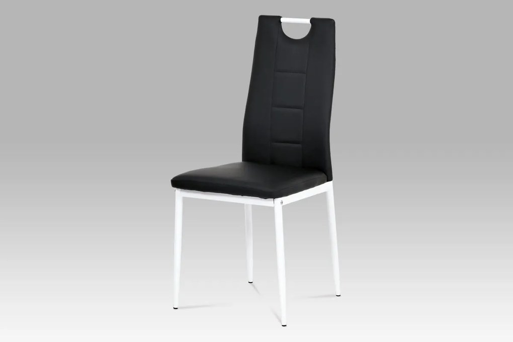 Artium Jídelní židle koženka černá / bílý lak - AC-1230 BK