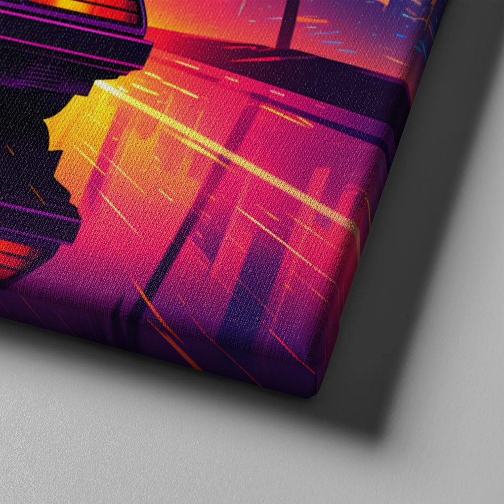 Obraz na plátně - Retrowave auto ve smyku FeelHappy.cz Velikost obrazu: 40 x 30 cm