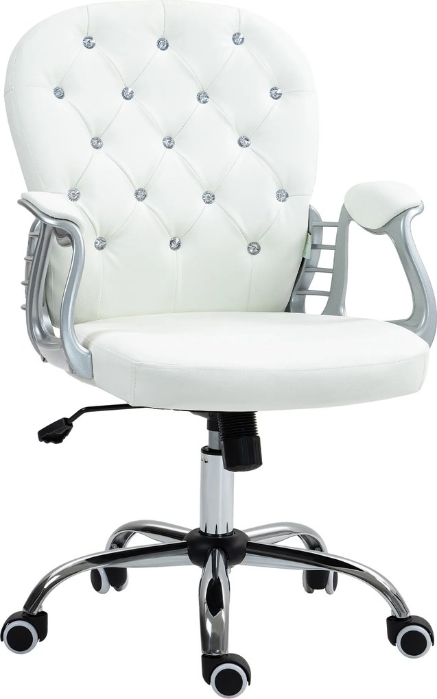 Vinsetto Kancelářská židle, ergonomická židle ke stolu s područky, polstrované opěradlo bílé