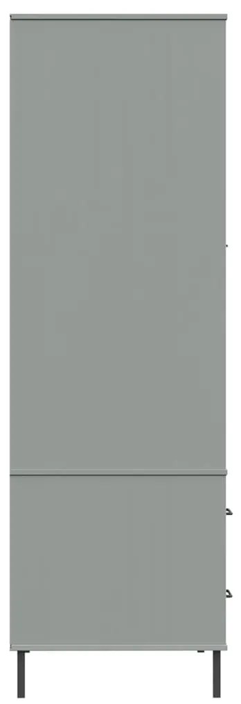 Šatní skříň Oslo s kovovými nohami - masivní dřevo - 90x55x172,5 cm | šedá