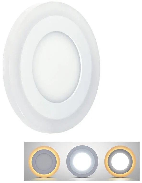 Solight LED podsvícený panel, podhledový, 6W+3W, 400lm, 4000K, kulatý