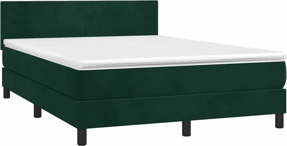 Box spring postel s matrací tmavě zelená 140x200 cm samet 3141188