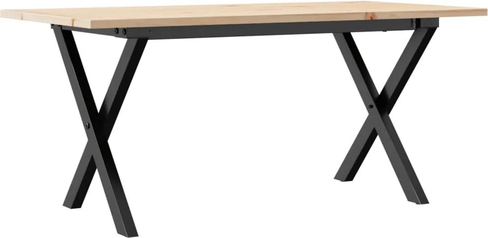 Konferenční stolek s X rámem 90x40x45 cm borové dřevo a ocel 3282686