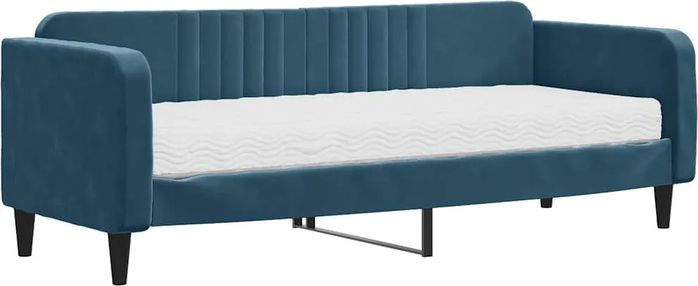 Válenda s matrací modrá 80 x 200 cm samet 3197031