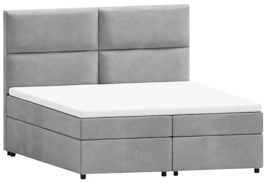 Světle šedá boxspring postel s úložným prostorem 180x200 cm Rico – Ropez