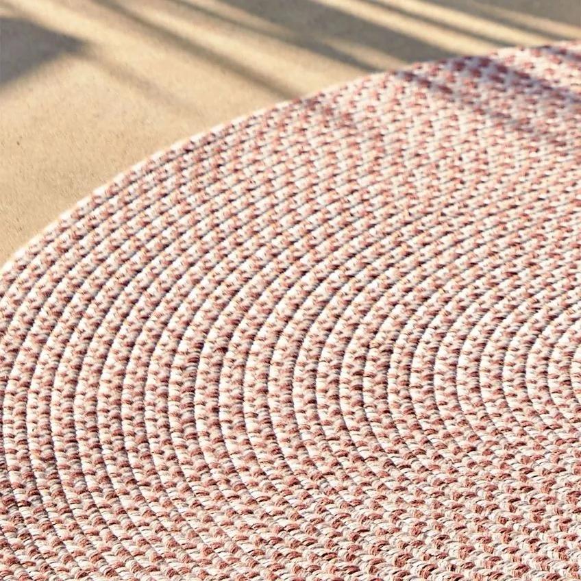 OnaDnes -20% Červený látkový koberec Kave Home Rodhe ⌀ 150 cm