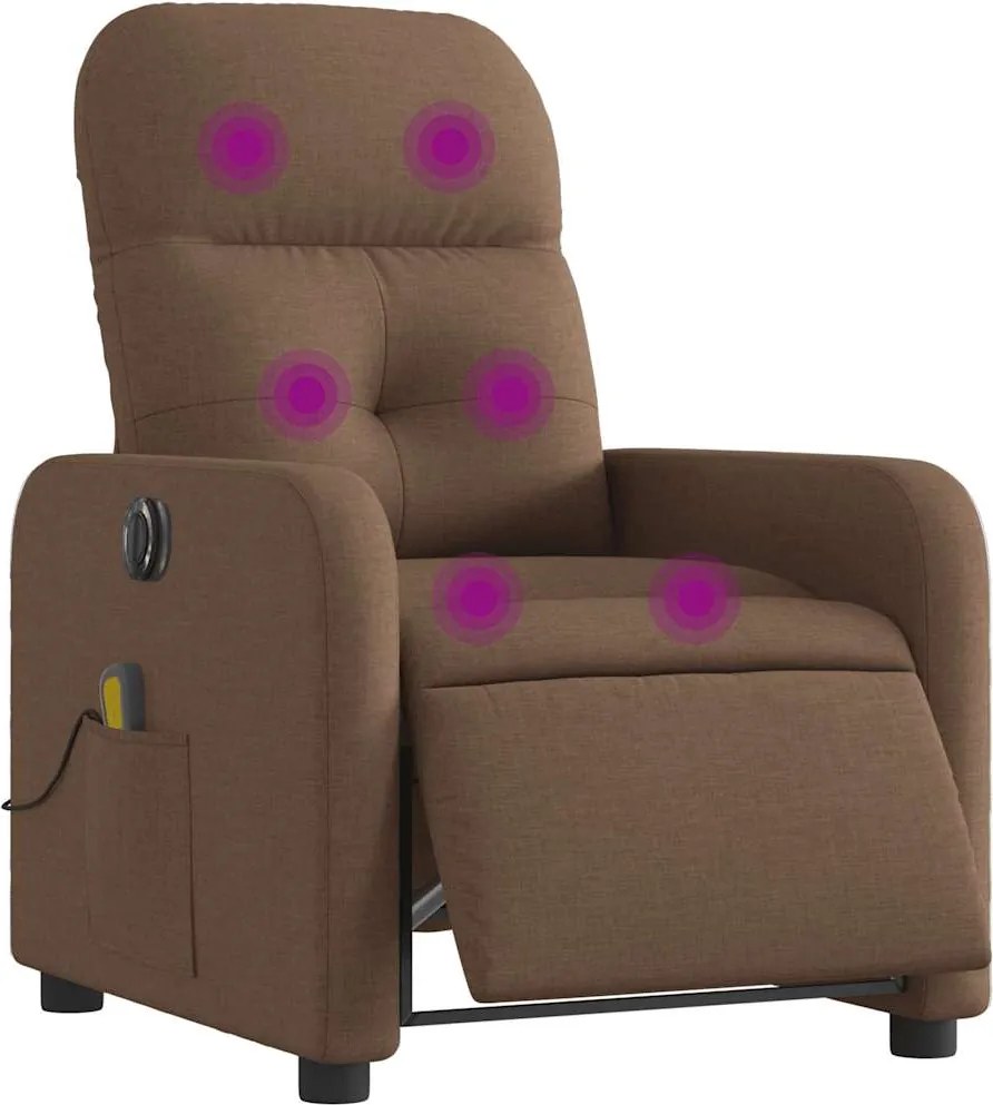 Elektrické masážní polohovací křeslo hnědé textil 3206790