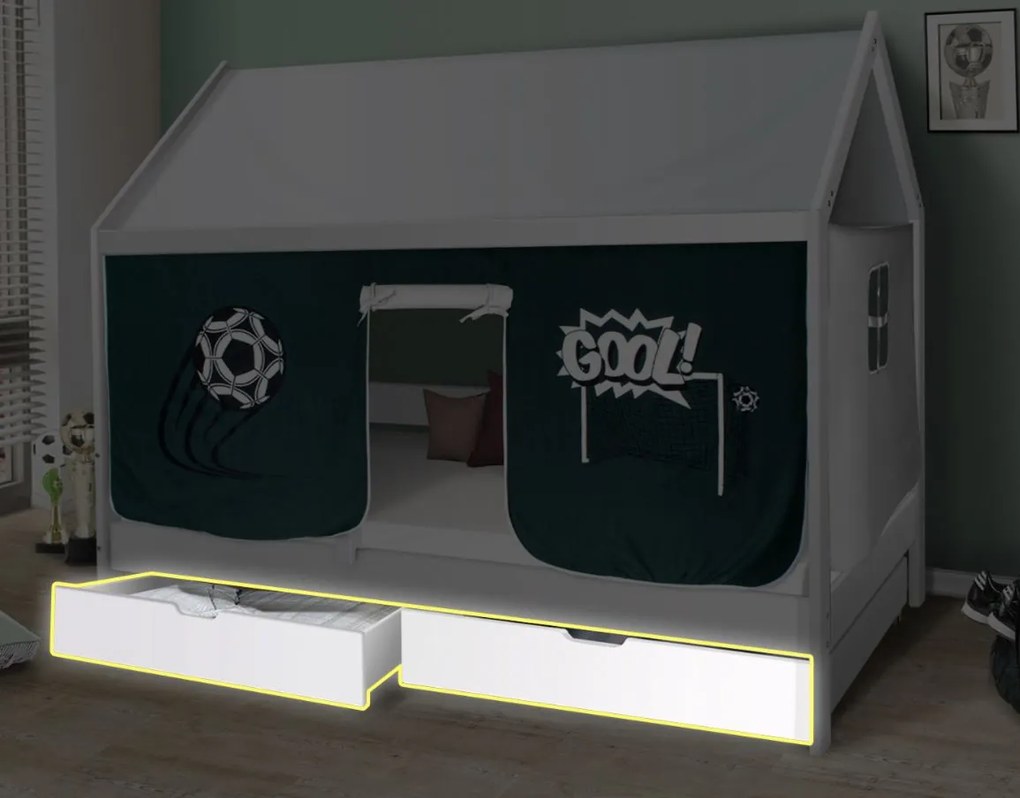 Šuplíky pod postel KIDS a BARČA 200 cm z masivu borovice - bílé - 2 ks