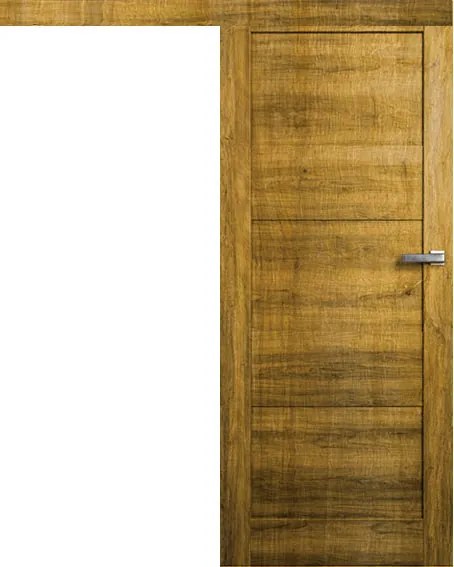 posuvné interiérové dveře na stěnu vasco doors TEO plné, model 1 Průchozí rozměr: 70 x 197 cm, Orientace dveří: Levé dveře, Dekor: Ořech muškátový