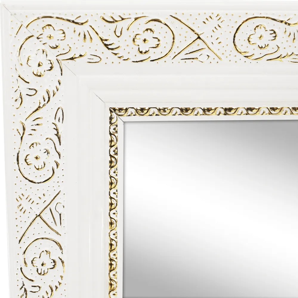 Kondela Stojanové zrcadlo, bílá/bílo zlatý ornament, LAVAL