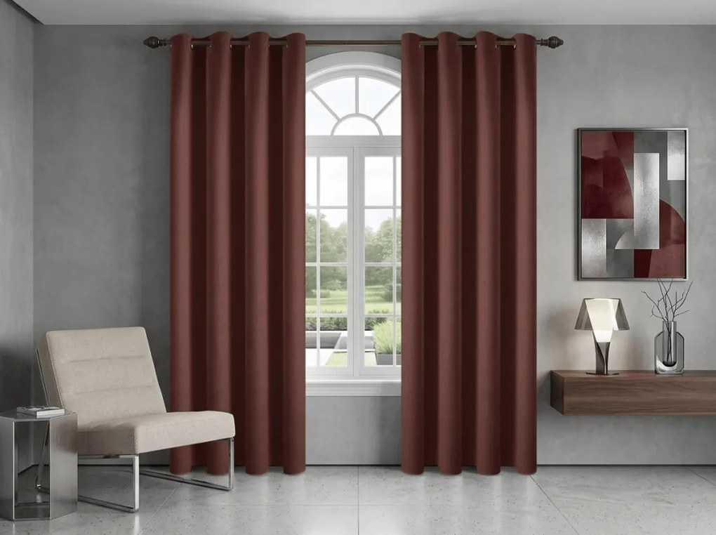 Zatemňovací závěs NEREO 140x250 cm, hnědý Zavěšení: Řasící páska
