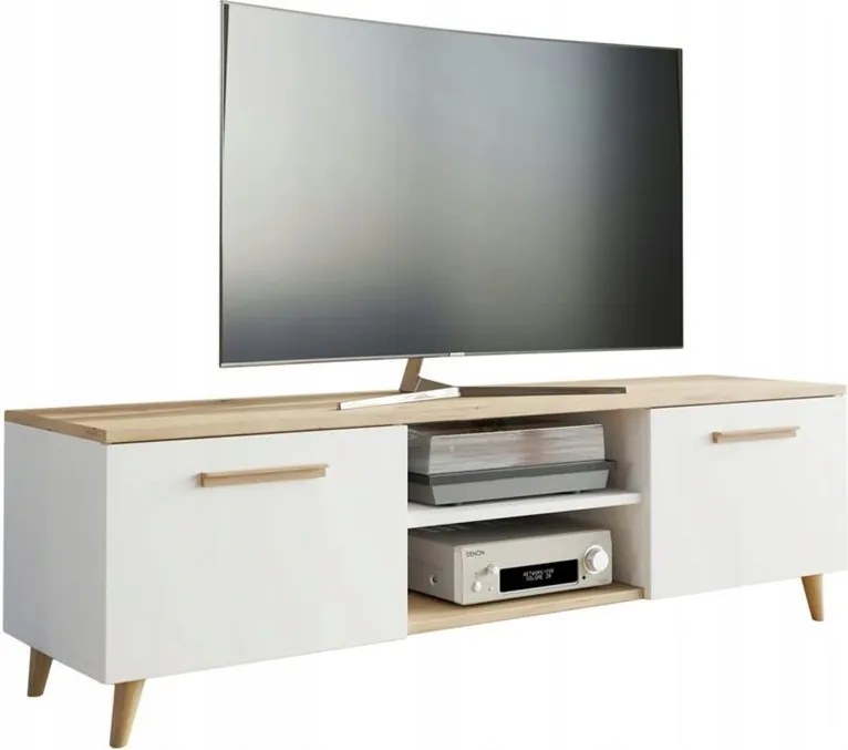 Rtv skříňka Bergen 120 cm artisan-bílý skandinávský styl Per