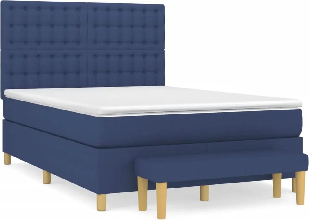 Box spring postel s matrací modrá 140x190 cm textil 3137475