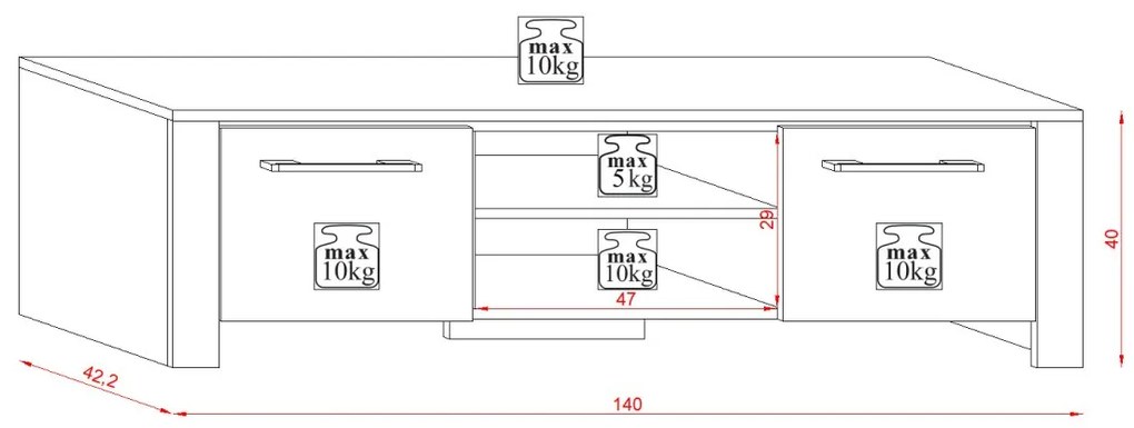 TV stolek Manhattan 140 cm bílo-šedý