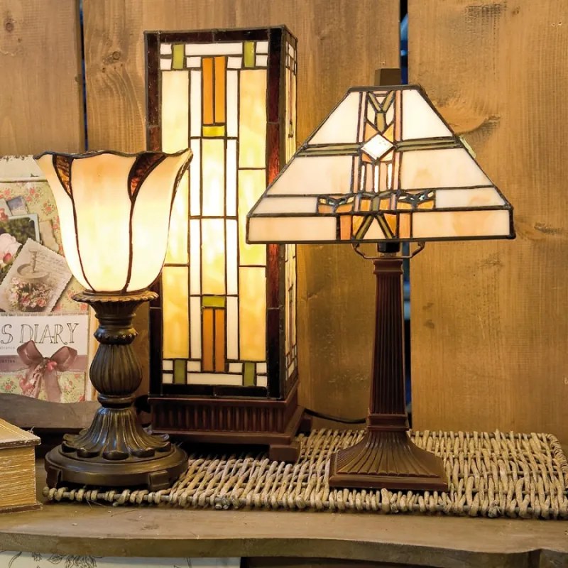 Stolní lampa Tiffany Fleurtje – 18x18x45 cm