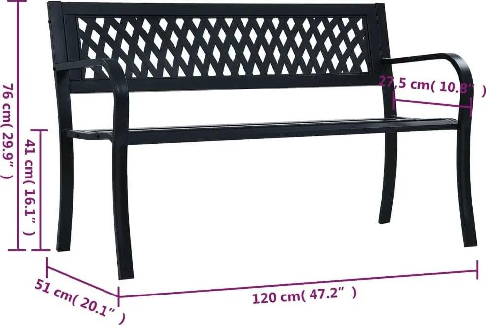 vidaXL Zahradní lavice černá 120 cm ocel [319582]