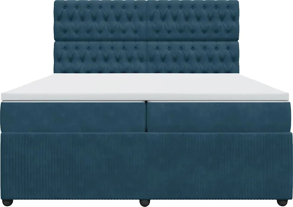 Box spring postel s matrací modrá 200 x 200 cm samet 3294740