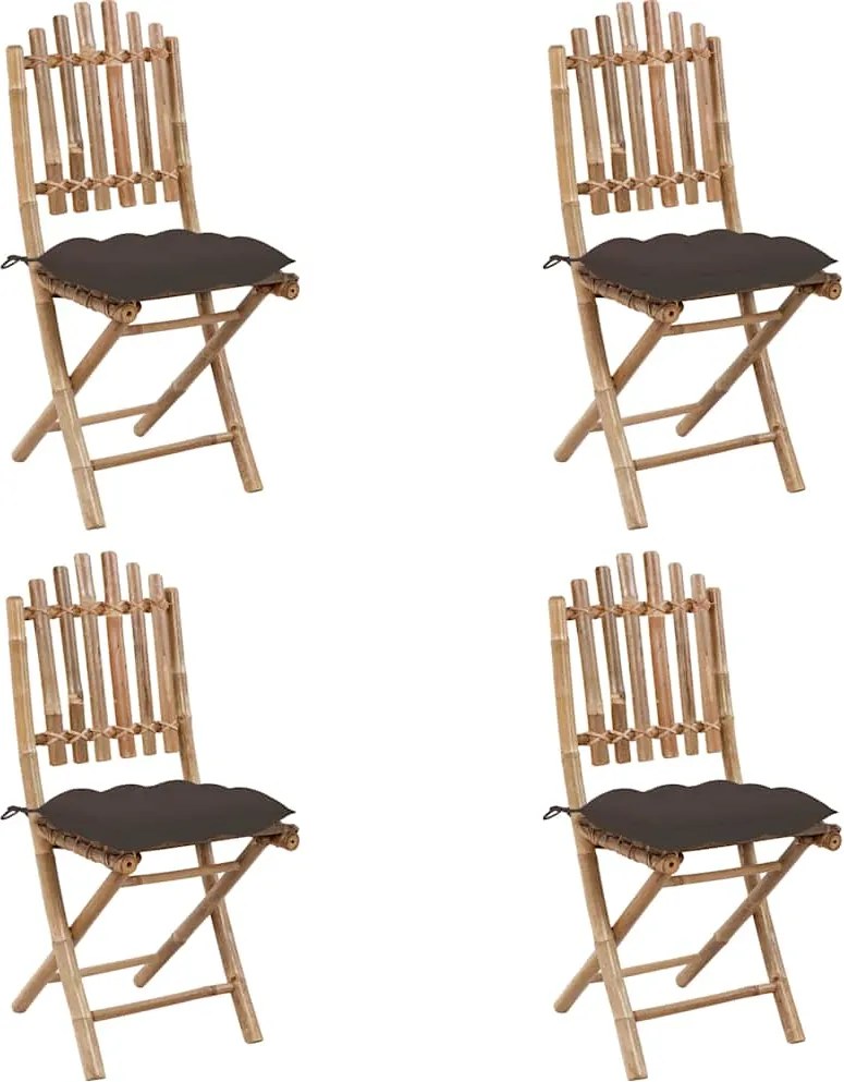5dílný skládací zahradní jídelní set s poduškami bambus 3063983