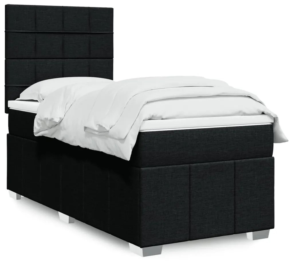 Box spring postel s matrací černá 90x200 cm textil 3291553