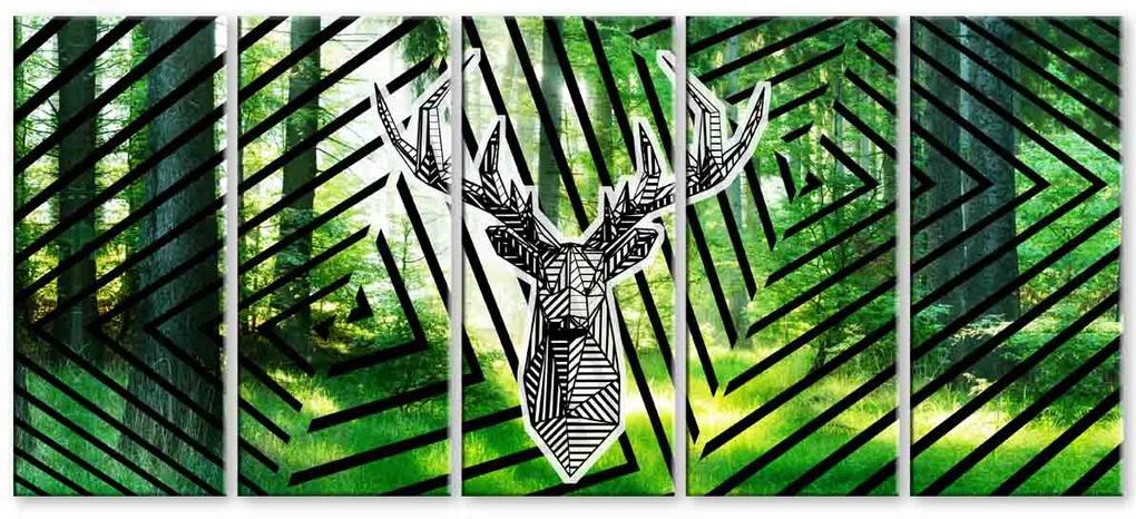 Obraz geometrický jelen v přírodě Velikost (šířka x výška): 100x50 cm