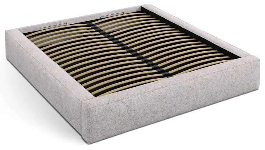 Béžová čalouněná dvoulůžková postel s úložným prostorem s roštem 180x200 cm Simon – Micadoni